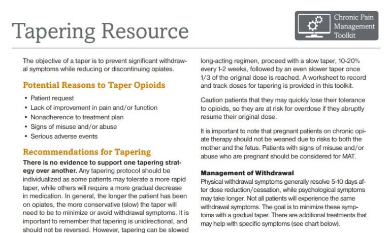 Tapering Guidelines - Safer Prescribing Toolkit
