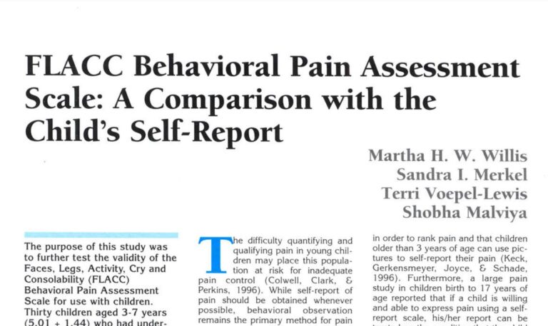 FLACC Behavioral Pain Assessment Scale: A Comparison with the Child’s ...