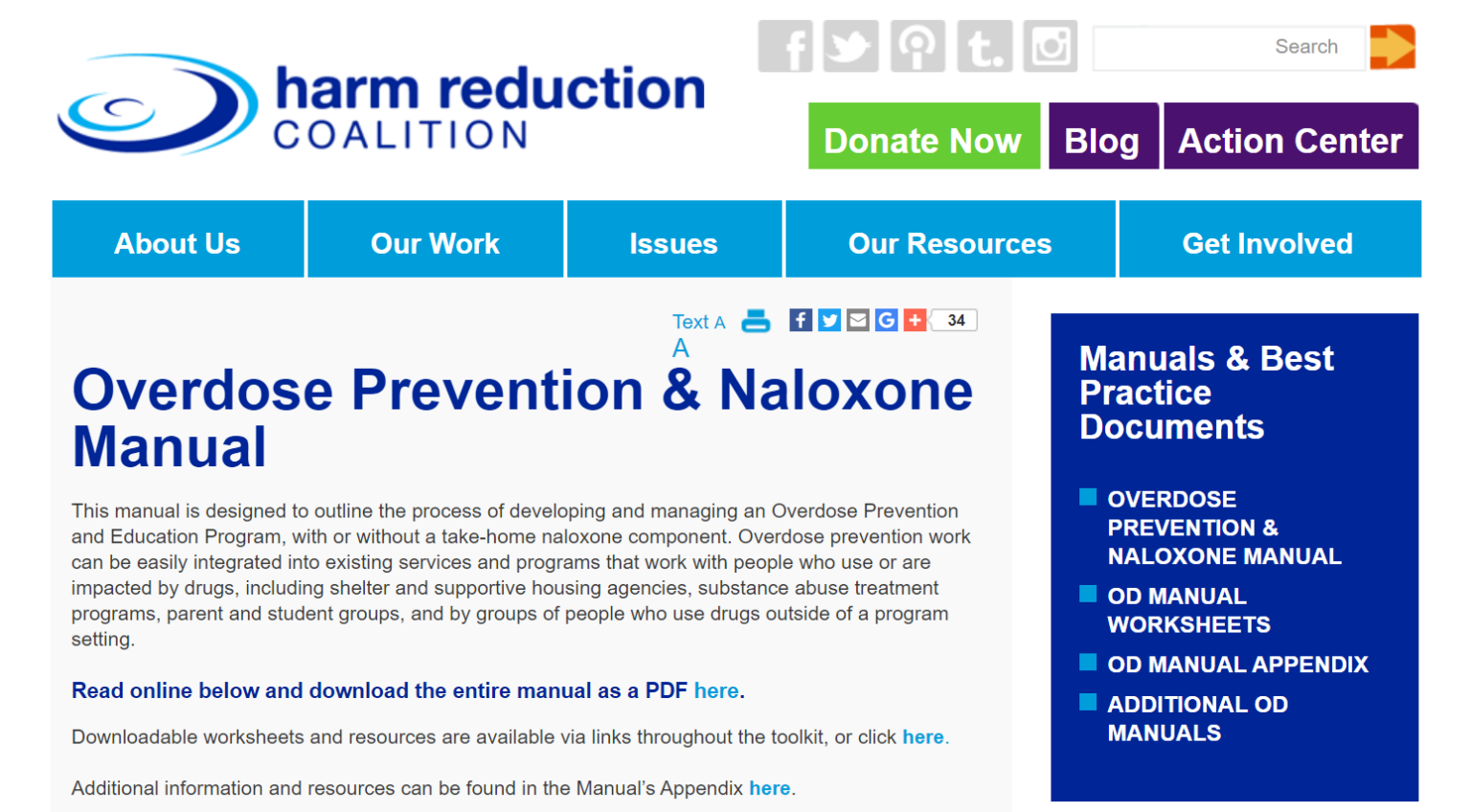 Harm Reduction Coalition: Overdose Prevention & Naloxone Manual - Safer ...