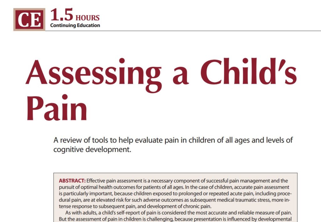 Assessing a Child’s Pain - Safer Prescribing Toolkit