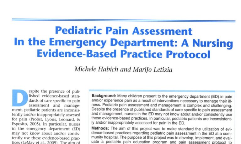 Pediatric Pain Assessment in the Emergency Department: A Nursing Evidence-Based Practice ...