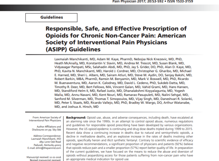 Responsible, Safe, and Effective Prescription of Opioids for Chronic ...