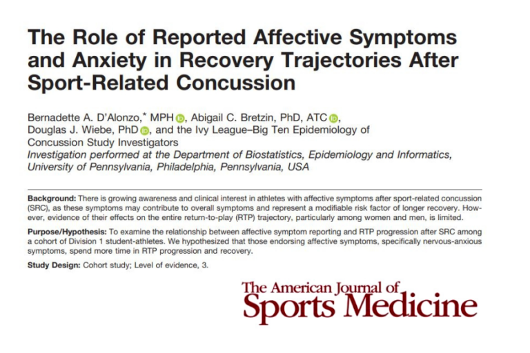 The Role of Reported Affective Symptoms and Anxiety in Recovery ...